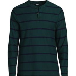 LANDS' END Henleyshirt mit Fischgr&auml;t-Struktur, Herren,  Gr&uuml;n, Baumwolle, by Lands' End