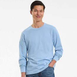 LANDS' END Super-T Langarm-Shirt, Classic Fit, Herren,  Blau, Baumwolle, by Lands' End
