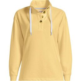 LANDS' END Pullover SERIOUS SWEATS mit Knopfleiste, Damen,  Gelb, Baumwoll-Mischung/Polyester-Mischung, by Lands' End