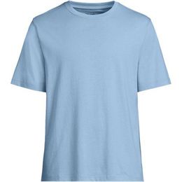 LANDS' END Super-T Kurzarm-Shirt, Classic Fit, Herren,  Blau, Baumwolle, by Lands' End