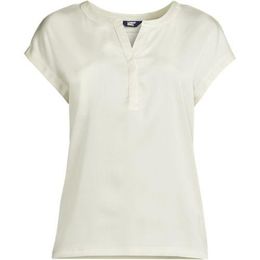 LANDS' END Satin-Top mit Schlitz, Damen,  Wei&szlig;, Polyester/Viskose/Polyester-Mischung, by Lands' End