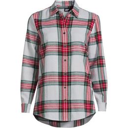 LANDS' END Boyfriend-Bluse aus Flanell, Damen,  Grau, Baumwolle, by Lands' End