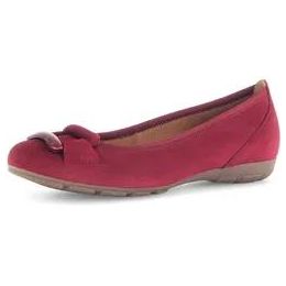 Ballerina Gabor, Damen, Gr. 41, rot (bordeaux), Ziegenveloursleder, unifarben, Schuhe Ballerina, Businessschuh, Schlupfschuh mit Hovercraft-Luftkammern