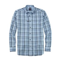 Langarmhemd OLYMP "OLYMP Hemd Casual", Herren, Gr. L, N-Gr, blau (bleu), Web, Obermaterial: 58% Baumwolle, 42% Lyocell, regular fit, Manschette, Hemden