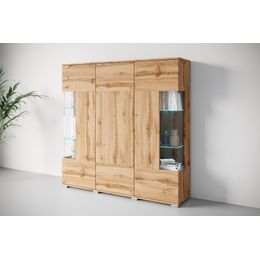 Highboard OTTO HOME "Kenia", braun (eichefarbe votan), B:135cm H:134cm T:39,5cm, FSC-zertifizierter Holzwerkstoff, Glas, Hartfaserplatte, Kunststoff, Sideboards, Highboard, Modernes Highboard, mit Glast&uuml;ren, Breite 135 cm