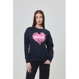 Sweatshirt Bench. "MIAO_SWEATSHIRT", Damen, Gr. 42, blau (navy), Sweatware, Obermaterial: 60% Baumwolle, 40% Polyester, bedruckt, Rundhals, Rippb&uuml;ndchen, Sweatshirts Sweatshirt
