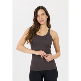 ENDURANCE ATHLECIA Tanktop ATHLECIA "Connie", Damen, Gr. S/M, braun (dunkelbraun), 100% Polyamid, unifarben, normal, Rundhals, Tops Tanktop, im nahtlosen und atmungsaktiven Design