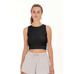 ENDURANCE ATHLECIA Funktionstop ATHLECIA "Horigami", Damen, Gr. L/XL, schwarz, 95% Nylon, 5% Polyester, Fischgratmuster, kurz, Rundhals, Tops, im bequemen Seamless-Design