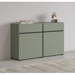 Sideboard OTTO HOME "Cross,Breite 119,5 cm, moderne grifflose Kommode,2 T&uuml;ren/2 Schubk&auml;sten", schwarz (salbei, schwarz), B:119,5cm H:78,3cm T:40cm, FSC-zertifizierter Holzwerkstoff, Melamin, Sideboards, Sideboard, Schubladenschrank,Anrichte mit viel Stauraum, Einlegeb&ouml;den verstellbar