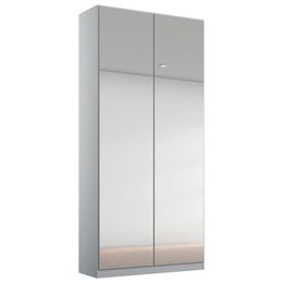 Rauch M&ouml;bel Dreht&uuml;renschrank Rauch Alabama, Silber, Hellgrau, Holzwerkstoff, 2 F&auml;cher, 91x229x54 cm, Blauer Engel, Goldenes M, BQ - B&uuml;ndnis f&uuml;r Qualit&auml;t, Made in Germany, DIN EN ISO 50001, umfangreiches Zubeh&ouml;r erh&auml;ltlich, in verschiedenen Gr&ouml;&szlig;en Schrankfront mit Spiegel, Schlafzimmer, Kleiderschr&auml;nke, Dreht&uuml;renschr&auml;nke
