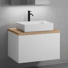 neoro n50 Unterschrank B: 80 cm mit 1 Auszug, Waschtisch B: 58 cm wei&szlig; matt,, BN0065WM+BN0432WM+BN0402W1,