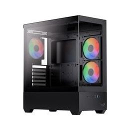 Aerocool P500D-G-BK-v1, Tower-Geh&auml;use schwarz, Tempered Glass x 2