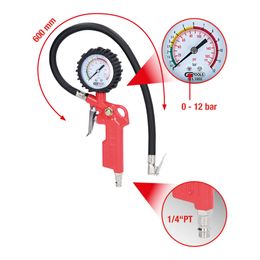 KS Tools Druckluft-Reifenf&uuml;llmesser, 0-11bar (515.1950)