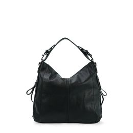 Schultertasche Harpa "BELVA", Damen, Gr. B/H/T: 12cm x 31cm x 42cm, schwarz, Polyurethan (PU), unifarben, Taschen Schultertasche, mit seitlichen Rei&szlig;verschlussf&auml;chern