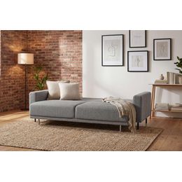 Schlafsofa Home Affairetaupe, Wohnzimmer, Sofas, "Sveeva, 3 Sitzer, Liegefl&auml;che 135x190 cm, schwarze Metallf&uuml;&szlig;e", langlebiger Webstoff, mit