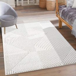 Teppich Carpet City "LOUNGE 0632", grau, B:200cm H:15mm L:290cm, Obermaterial: 100% Polyester, Teppiche, Teppich, Kurzflor-Teppich Modern, Hoch-Tief-Struktur, Wohnzimmer, Schlafzimmer