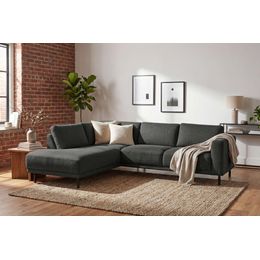 Ecksofa Home Affaireanthrazit, Wohnzimmer, Sofas, "Sveeva, L-Form, B.240 cm, schwarze Metallf&uuml;&szlig;e", langlebiger Webstoff, mit Wellenunterfederung,