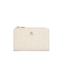 Geldb&ouml;rse Tommy Hilfiger "TH ICON BIFOLD WALLET MONOPLAY", Damen, beige, Kleinlederwaren, Damen Geldbeutel, Portemonnaie mit TH-Schmucklogo