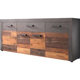 Sideboard Inosign "Ilana", grau (graphit grau matera, old wood farben), Sideboards, Sideboard, Sideboard mit 4 T&uuml;ren & 1 Schublade - (B/T/H) 178/40/76 cm
