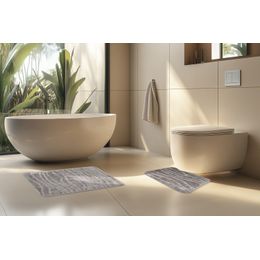 Badematte Kayoom "Badematte Lagoon 225", silber, (50cm x 40cm ) (40cm x 80cm ), 2 Stk., Polypropylen, Badematten, Badematte, Kurzflor