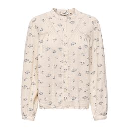Druckbluse Only "ONLLARI L/S FLOWER SHIRT NOOS WVN", Damen, Gr. M, cloud dancer aop:emb, Blusen Druckbluse