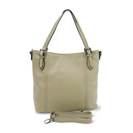 Schultertasche Harpa "LUGANA", Damen, Gr. B/H/T: 13cm x 31cm x 40cm, taupe, Polyurethan (PU), unifarben, Taschen Schultertasche, mit stylischen Ziern&auml;hten