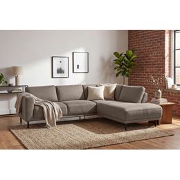 Ecksofa Home Affairebraun, Wohnzimmer, Sofas, "Sveeva, L-Form, B.240 cm, schwarze Metallf&uuml;&szlig;e", langlebiger Webstoff, mit Wellenunterfederung, viele