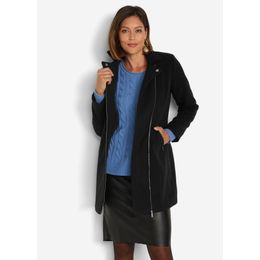 Wintermantel bonprix, Damen, Gr. 42, schwarz, Obermaterial: 88% Polyester, 10% Viskose, 2% Elasthan. Futter: 100% Polyester, bequem, M&auml;ntel Wintermantel, aus Polyester, Viskose und Elasthan, mit Polyesterfutter