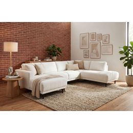 Wohnlandschaft Home Affairecreme, Sofas, "Sveeva, U-Form, XXL, B.310 cm, schwarze Metallf&uuml;&szlig;e", langlebiger Webstoff, mit Wellenunterfederung, viele