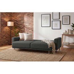 Schlafsofa Home Affaire, B:225cm H:86cm T:97cmanthrazit, 100% PES, Wohnzimmer, Sofas, "Sveeva, 3 Sitzer, Liegefl&auml;che 135x190 cm, schwarze