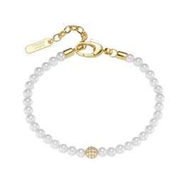 Armband "mit Zirkonia und Muschelkern-Perlen, Silber 925", gold, Giorgio Martello MILANO, Armb&auml;nder, Damen, 20cm, Silber 925 (Sterlingsilber), Armband