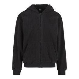 Kapuzenpullover Urban Classics "Urban Classics Jaquard Velvet Zip-Hoody", Herren, Gr. L, schwarz, 100% Polyester, Pullover Kapuzenpullover
