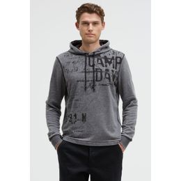 Kapuzensweatshirt CAMP DAVID, Herren, Gr. XXL, schwarz, Sweatware, Material: Grundmaterial: 100% Polyester, Ausbrenner: 100% Baumwolle, bedruckt, relaxed fit normal, Rundhals, eingesetzt Rippb&uuml;ndchen, Sweatshirts, mit Ausbrenner-Effekten