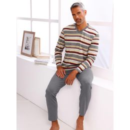 Schlafanzug, Damen, Gr. 52/54, anthrazit, hellgrau, geringelt, 100% Baumwolle, Homewear-Sets Schlafanzug