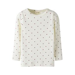 LIL' ATELIER M&auml;dchen Langarmshirt "NMFGAGO LS SLIM TOP LIL NOOS"coconut milk aop:heart, Gr. 98, bedruckt, Jersey, Obermaterial: 57% Baumwolle, 38%