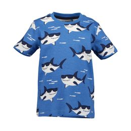 T-Shirt Blue Seven, Jungen, Gr. 104, ocean, Single Jersey, Obermaterial: 100% Baumwolle, bedruckt, Basic normal, Rundhals, Shirts T-Shirt, Basic Passform, mit Allover-Druck, aus Single Jersey, pflegeleicht
