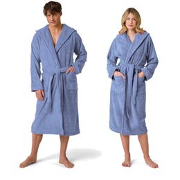 M&ouml;ve Unisex-Bademantel M&Ouml;VE "Superwuschel Kapuze, ideal f&uuml;r Sauna & Spa, Hotelbademantel" Gr. M, blau (cornflower), L:120cm, Walkfrottier, Hausm&auml;ntel, in Uni