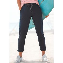 7/8-Hose ELBSAND "Ivalo", Damen, Gr. L (40), N-Gr, blau (marine), Sweatware, Obermaterial: 95% Baumwolle, 5% Elasthan, unifarben, figurumspielend 7/8-L&auml;nge, Hosen 7/8-Hose, aus Sweatware, Jogginghose, Relaxhose, Freizeitlook