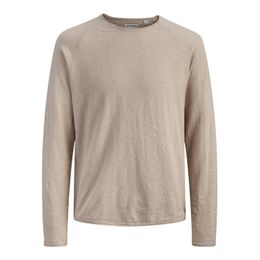 Jack & Jones Strickpullover JACK & JONES "JJBREEZE KNIT CREW NECK", Herren, Gr. L, string, Pullover Strickpullover
