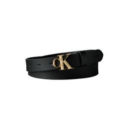 Lederg&uuml;rtel Calvin Klein "FACTED CK BUCKLE 25MM PEBBLE", Damen, Gr. 11,5, schwarz, antique light gold, Web, Rindsleder, unifarben, G&uuml;rtel Lederg&uuml;rtel, Gr&ouml;&szlig;enverstellbar mit Metallschlie&szlig;e