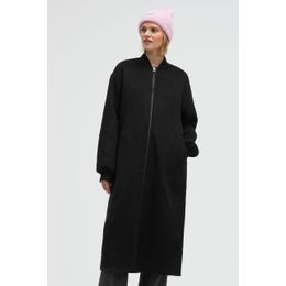 Langjacke SENSES.THE LABEL, Damen, Gr. L, schwarz, Web, Material: 64% Polyester, 27% Wolle, 4% Polyacryl, 3% Polyamid, 2% Viskose, Futter: 100% Polyester, unifarben, regular fit lang, eingesetzt B&uuml;ndchen, Jacken Langjacke, mit Zwei-Wege-Rei&szlig;verschluss