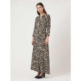 Y.A.S Damen Hemdblusenkleid "YASSAVANNA LONG SHIRT DRESS"birch aop:zebra print, Gr. XL, bedruckt, Web, Obermaterial: 100% Viskose, Kleider,