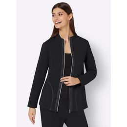 Langjacke, Damen, Gr. 44/46, schwarz, 95% Baumwolle, 5% Elasthan, unifarben, Jacken Langjacke
