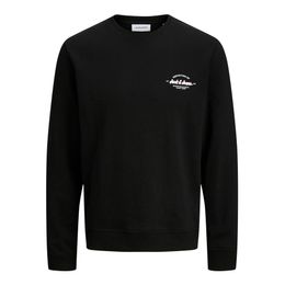 Jack & Jones PlusSize Sweatshirt "JJBRANDON SWEAT CREW NECK PLS", Herren, Gr. 4XL, schwarz, angeraute Sweatware, Obermaterial: 60% Polyester, 40% Baumwolle, JACK & JONES PLUSSIZE, bedruckt, regular fit, Rundhals, Rippb&uuml;ndchen, Sweatshirts Sweatshirt