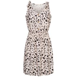 CLOUD 5IVE Damen Shirtkleid "CLOUD 5IVE Dress with buttons and knot details animal print"beige, schwarz, Gr. XL, 95% Polyester, 5% Elasthan, Kleider