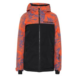Skijacke Chiemsee, Jungen, Gr. 122/128, schwarz, orange, 100% Polyester, Jacken Skijacke