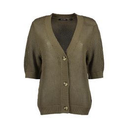 Strickjacke Blue Seven "Blue Seven Strickjacke kurzarm", Damen, Gr. 42, 7750, tee, 50% Polyacryl, 50% Baumwolle, Basic, regular fit, V-Ausschnitt, Strickjacken Strickjacke