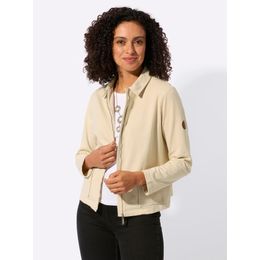 Shirtjacke Casual Looks "Sweatjacke", Damen, Gr. 44, beige (sand), 100% Baumwolle, unifarben, Shirts Shirtjacke