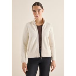 Cardigan Cecil, Damen, Gr. L (42), light greige, Stoff, 65% Polyamid, 23% Polyester, 12% Viskose, unifarben, normal normal, hoch geschlossener Ausschnitt, abgesteppt, Strickjacken, mit Federgarn