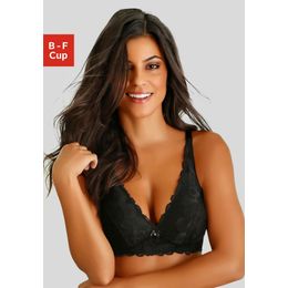 Bralette-BH Lascana "Mably", Damen, Gr. 70, Cup D, schwarz, Spitze, Obermaterial: 83% Polyamid, 11% Elasthan, 6% Polyester, BHs BH Spitzenw&auml;sche Spitzen-BH Bralette B&uuml;gelloser-BH, ohne B&uuml;gel, Dessous